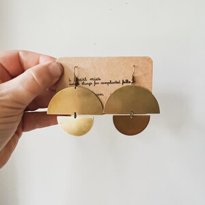 Brass Full Moon Earrings | Half Circle + Arched Half Moon Mobile Design ...