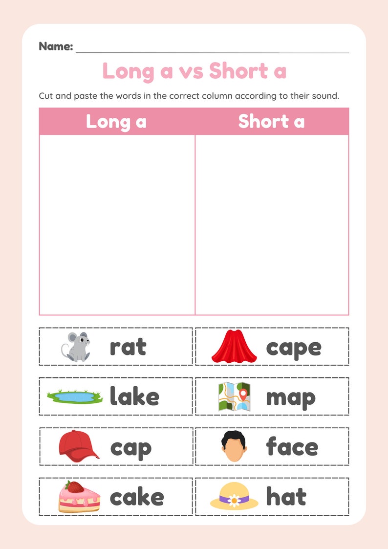Long & Short Vowels Phonics - Etsy