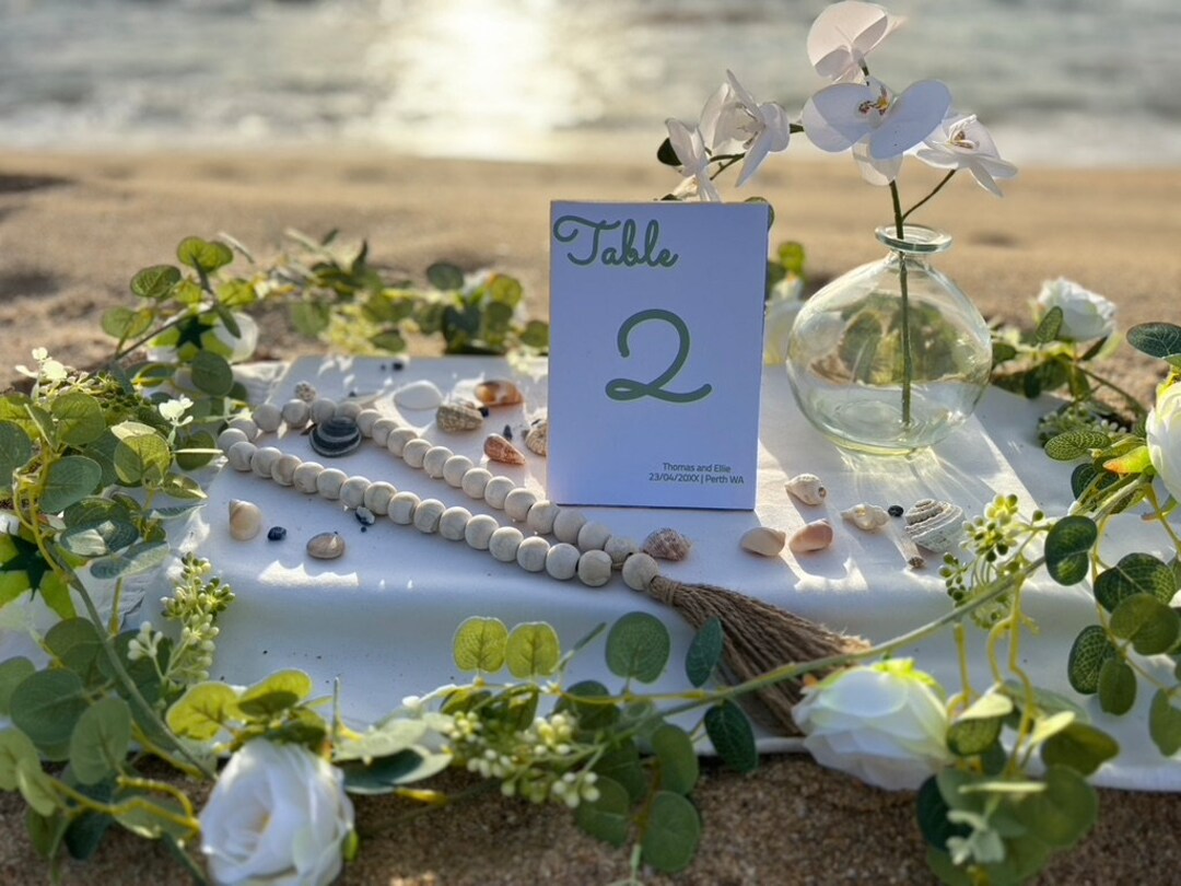 Modern Beach Coastal Themed Table Number Signs, Editable Template ...