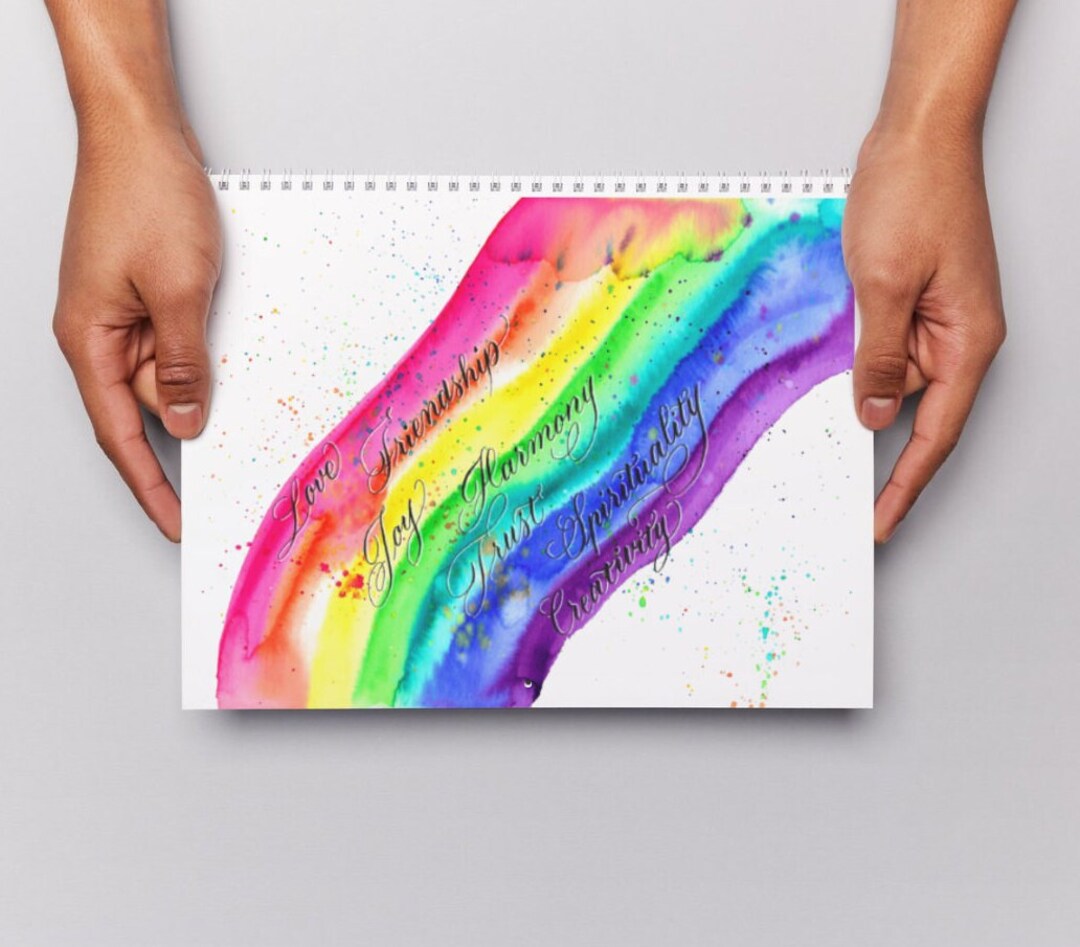 Watercolor rainbow Printable Poster, Handdrawn, Handwritten PDF, PNG ...