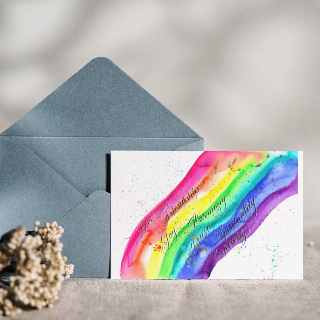 Watercolor rainbow Printable Poster, Handdrawn, Handwritten PDF, PNG ...