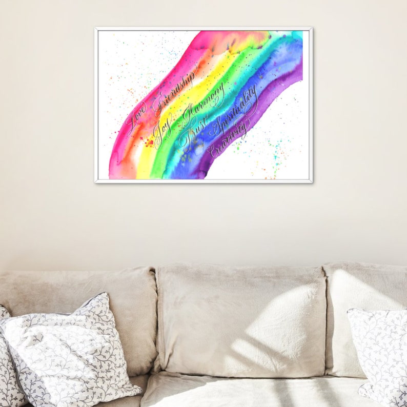 Watercolor rainbow Printable Poster, Handdrawn, Handwritten PDF, PNG ...