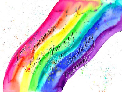 Watercolor rainbow Printable Poster, Handdrawn, Handwritten PDF, PNG ...