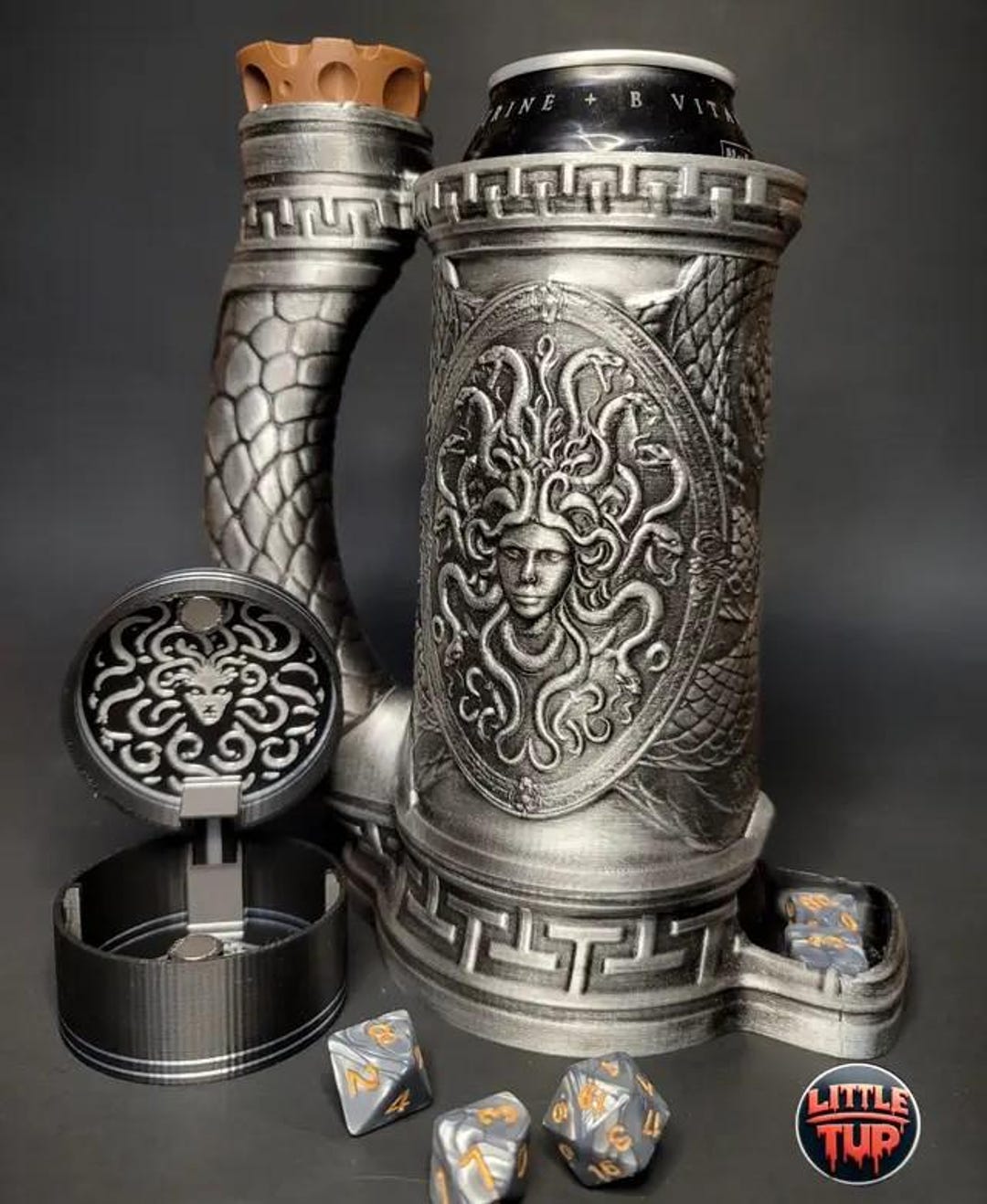 Medusa Dice Tower With Beer Holder: Dungeons and Dragons Tabletop ...
