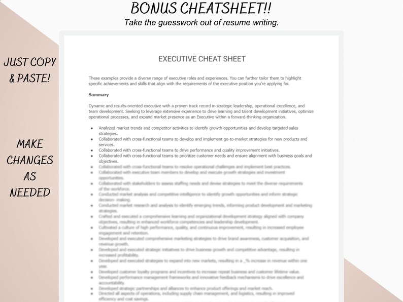 Executive Resume Template W/cheat Sheet | MS Word & Google Docs Resume ...