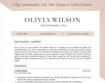 Resume Template | MS Word & Google Docs Resume | Modern Minimalist ...