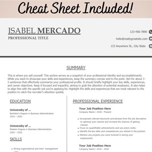 MS Word & Google Docs Resume Nursing Resume Template W/cheat Sheet ...