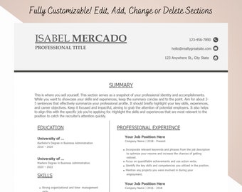 Resume Template | MS Word & Google Docs Resume | Modern Minimalist ...