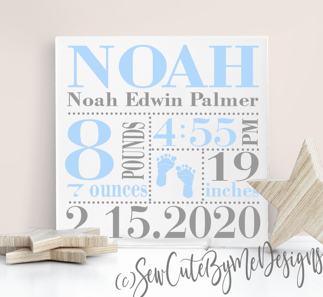 Birth Announcement Sign, 8"x8" Birth Announcement Tile, New Baby Gift ...