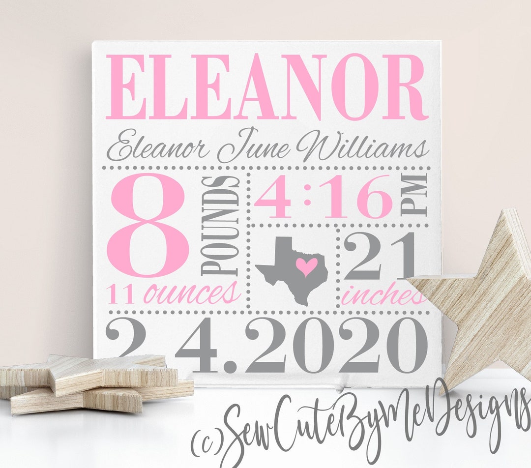 Birth Announcement Sign, 8x8 Ceramic Tile Birth Announcement, New Baby ...