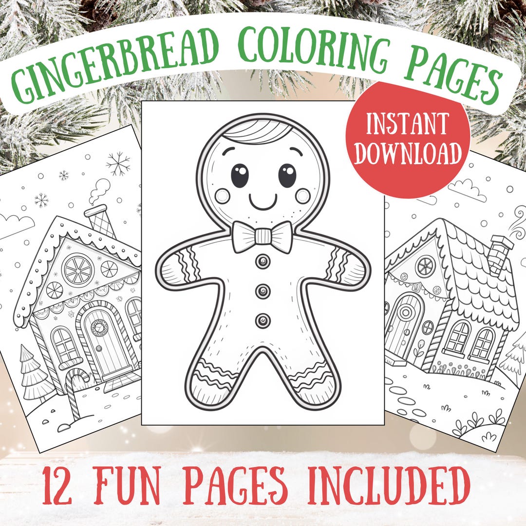 Gingerbread Christmas Coloring Pages | 12 Printable Coloring Pages for ...