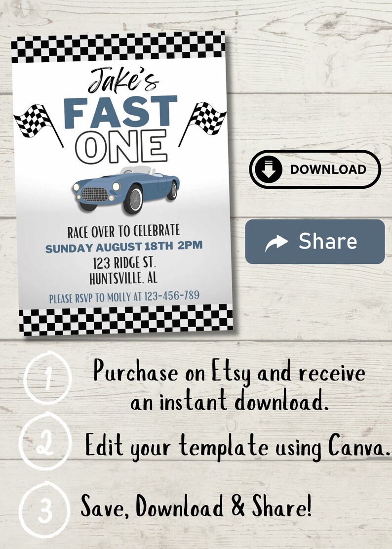 FAST ONE Party Invitation Printable Template Instant Download Editable ...