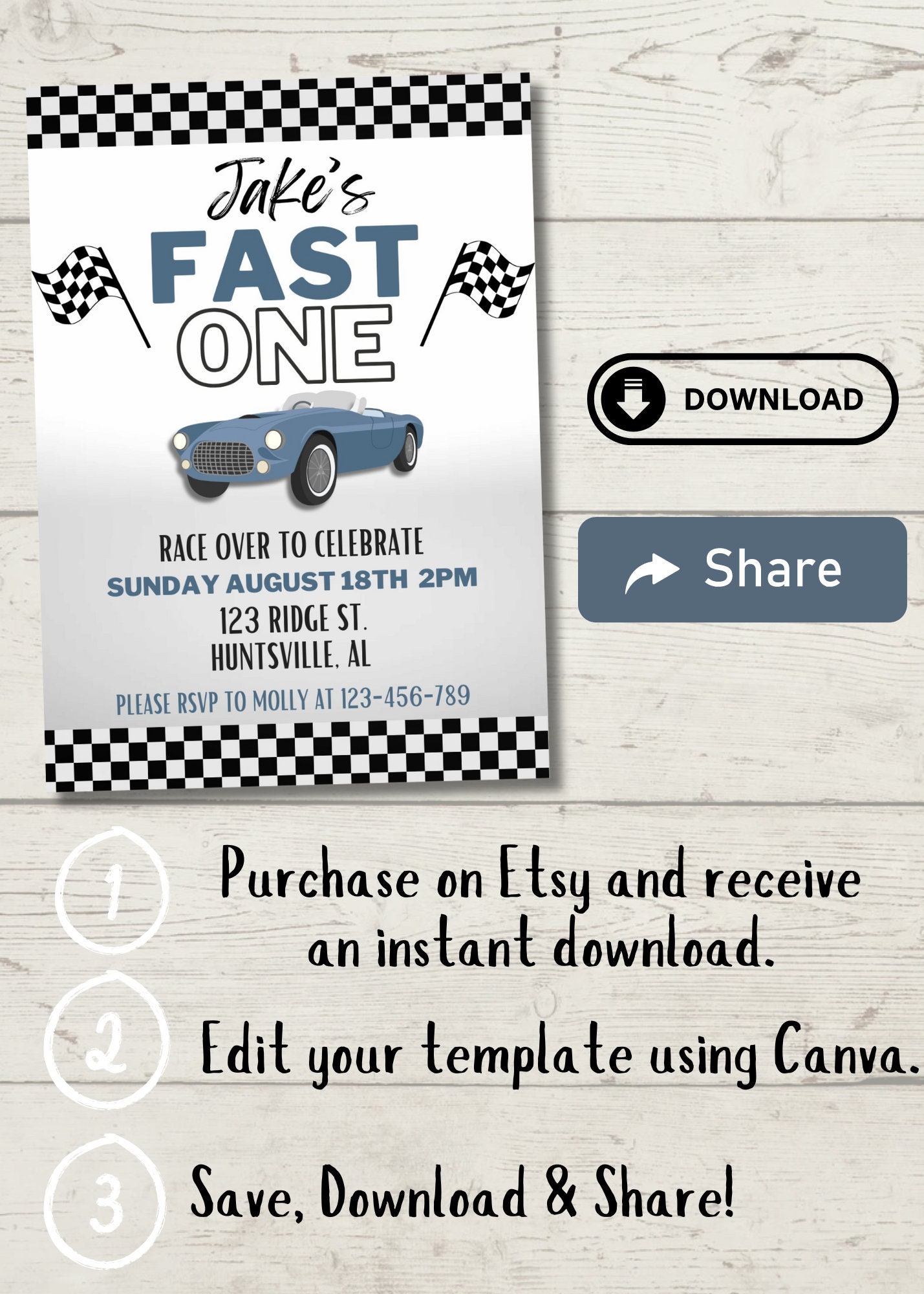 FAST ONE Party Invitation Printable Template Instant Download Editable ...
