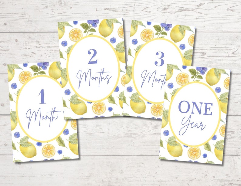 Lemon Blueberry Baby Milestone Cards Printable Digital/ Fruit Theme - Etsy