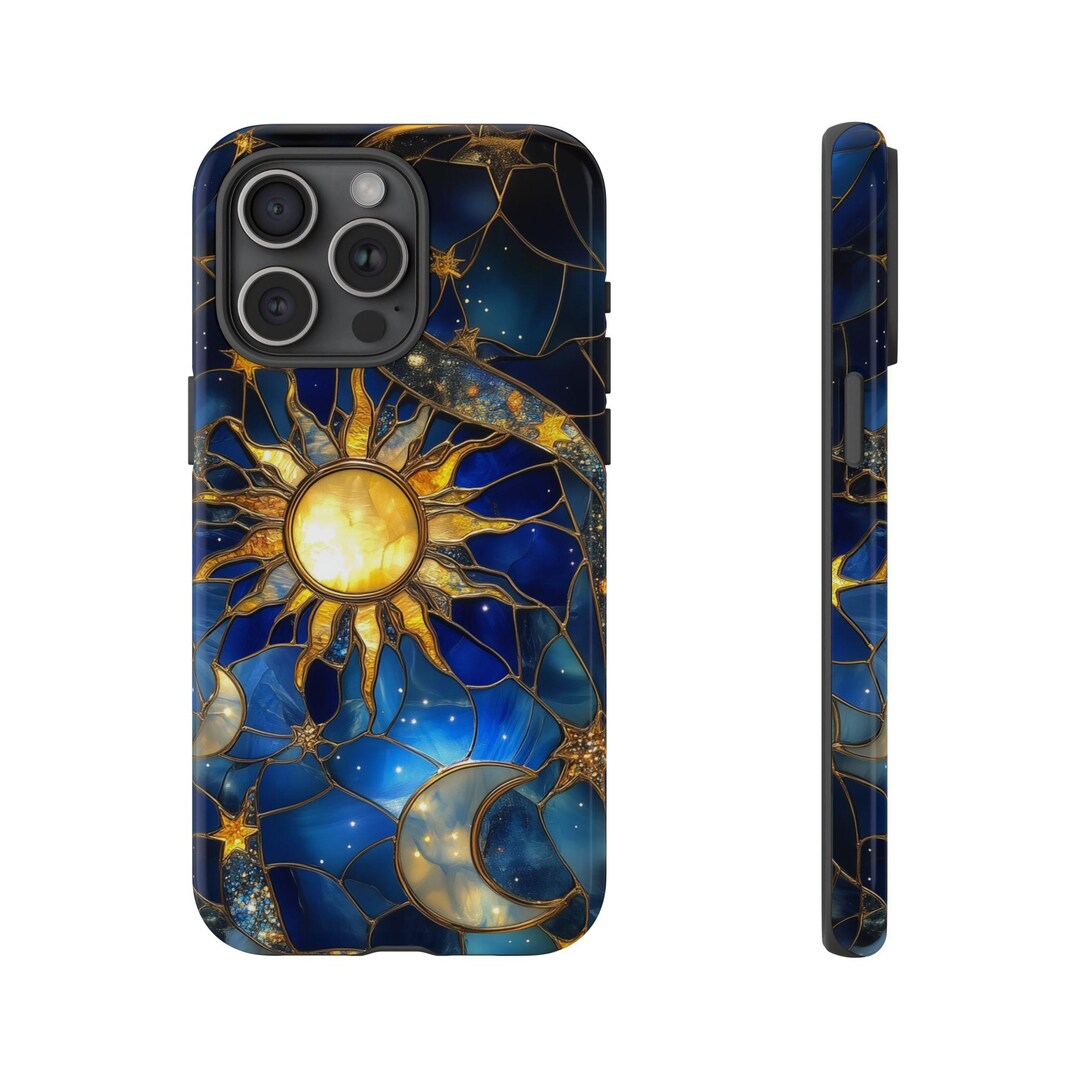 Celestial Stained Glass Phonecase Sun and Moon Starry Night Phonecase ...