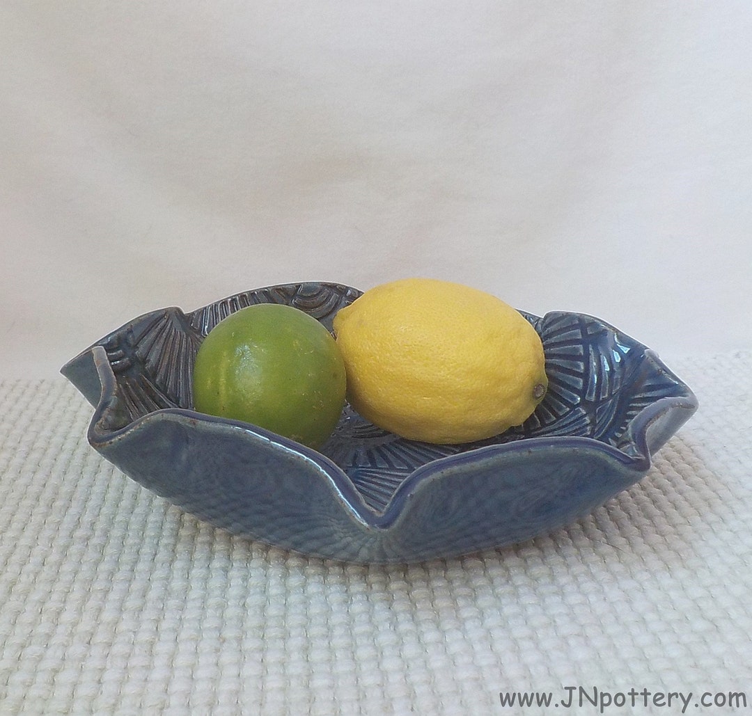 Stoneware Fruit Bowl Fluted Rim Ceramic Slab Plate Ready to Ship ...