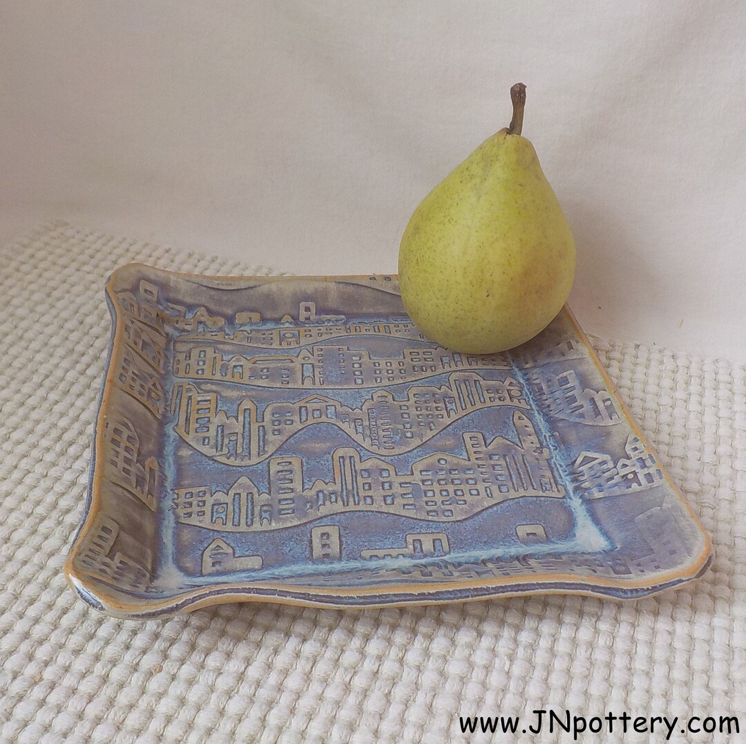 Ceramic Square Plate Slab Tray Lunch or Snack Plate Stoneware Appetizer ...