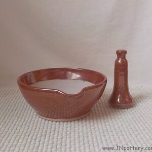 Stoneware Mortar and Pestle Ceramic Spice Grinding Bowl Handmade Herb ...