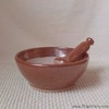 Stoneware Mortar and Pestle Ceramic Spice Grinding Bowl Handmade Herb Muddler Rich Iron Red ...