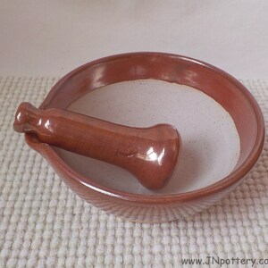 Stoneware Mortar and Pestle Ceramic Spice Grinding Bowl Handmade Herb ...