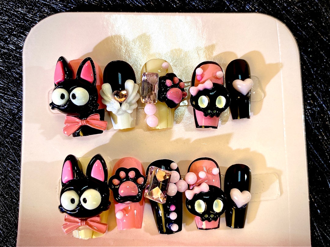 Rizz Cats Kawaii Cute Kitty Angel Love Y2K Press on Nails Custom ...