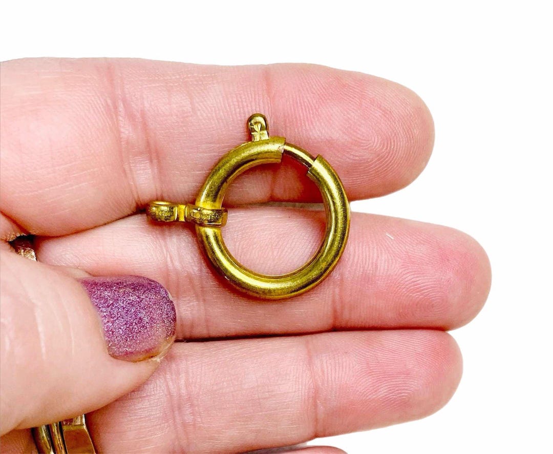 Large Brass Spring Ring Clasp / Charm Holder Pendant / Necklace ...