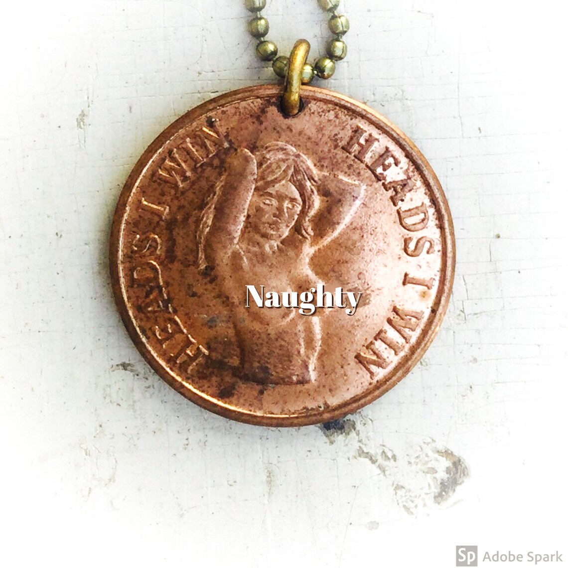 Vintage Pin up Girl Necklace Nude Coin Pendant Risque Bachelor - Etsy