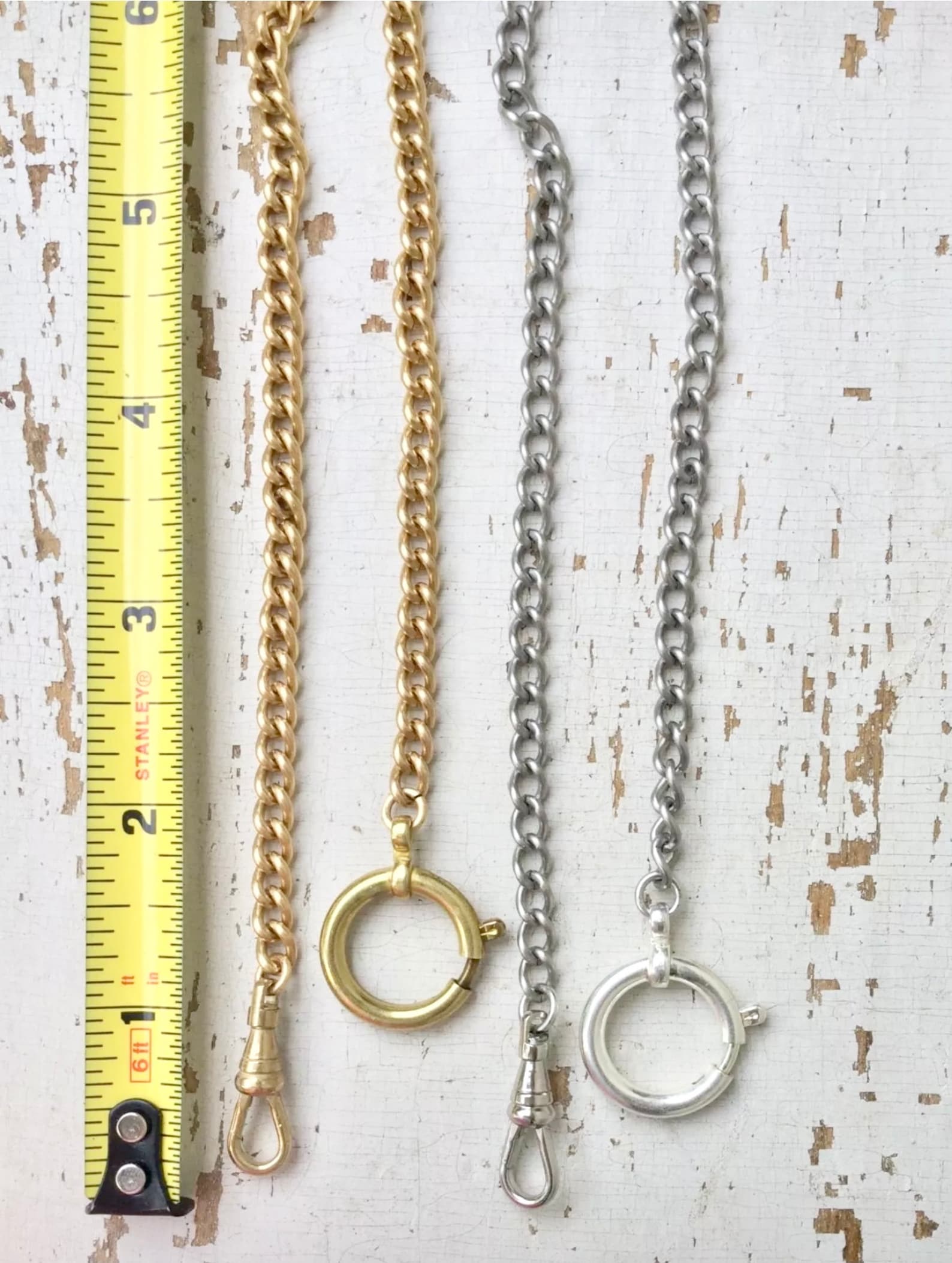Vintage Pocket Watch Chain Men's Jewelry. Silver or Gold Tone. 8" or 12 ...