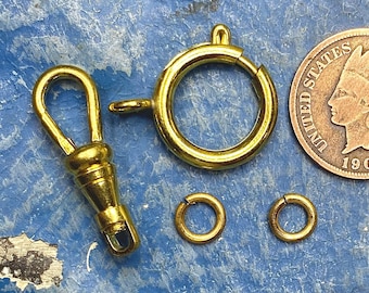 1 Set Silver Tone Spring Ring & Swivel Clip W Jump Rings. Clasps - Etsy