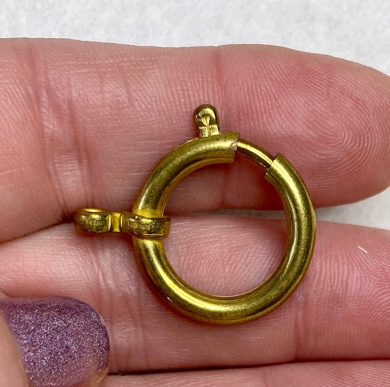Vintage Brass Spring Ring Clasp – Necklace Pendant Charm Holder, 1970s ...