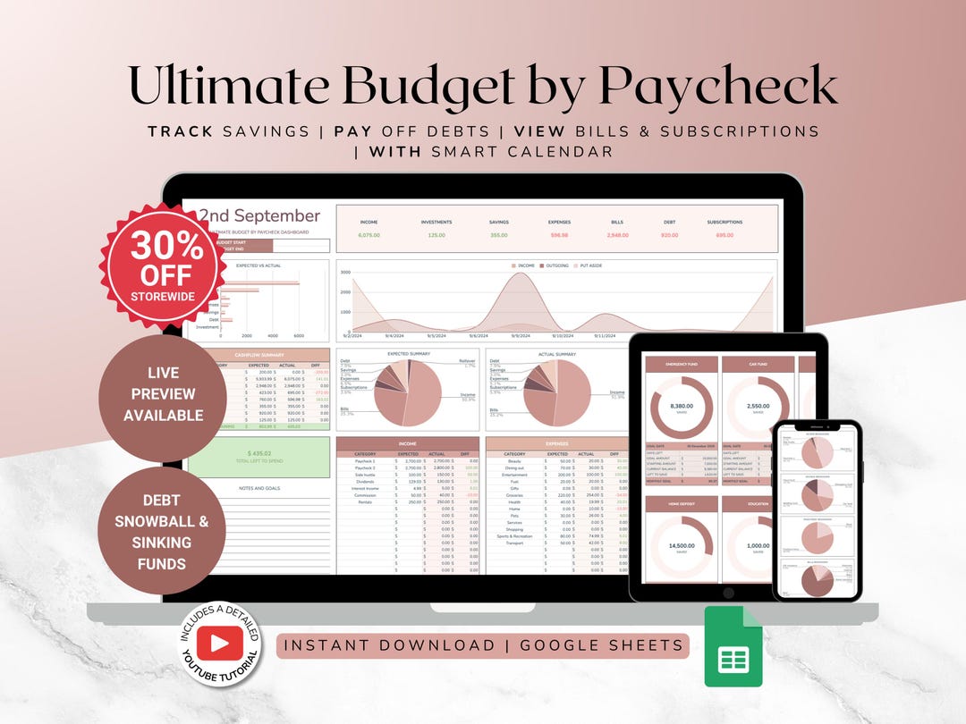 Paycheck Expense Tracker – Income & Budget Planner With Debt Payoff for ...