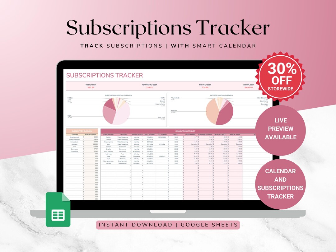 Recurring Subscription Tracker – Subscription Management Template for ...