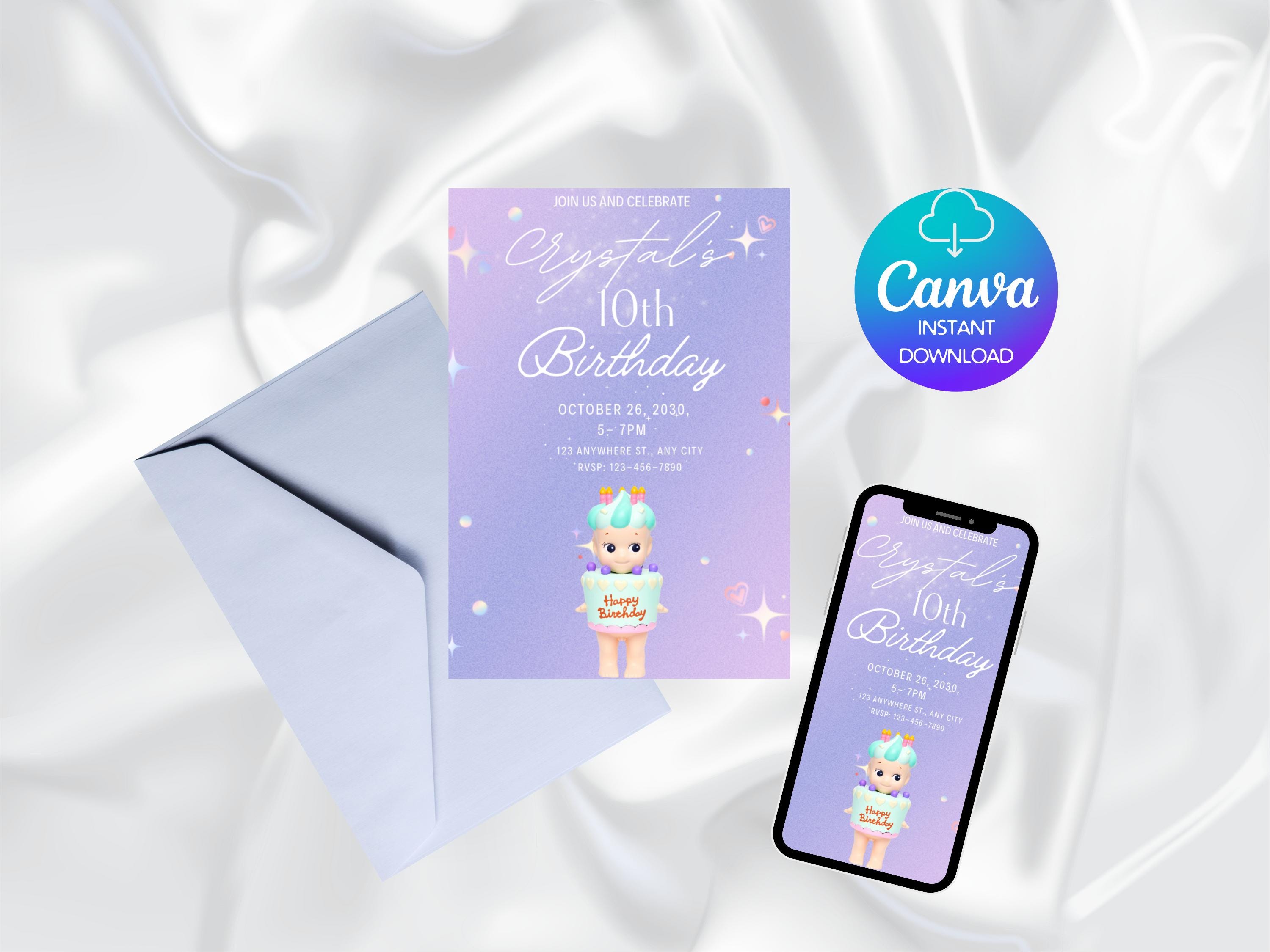 Editable Sonny Angel Birthday Invitation 5 X 7 In - Etsy