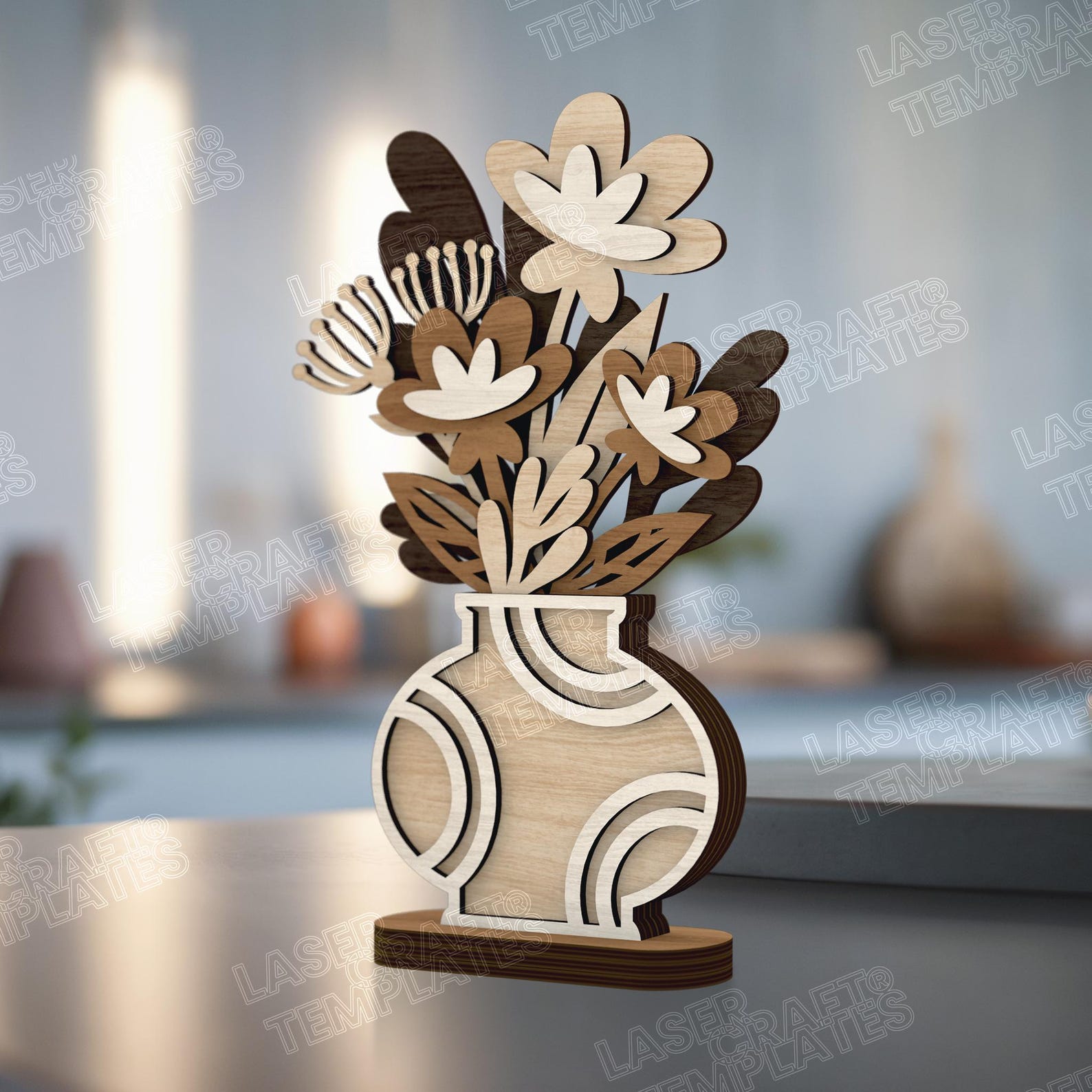 Mother Day Flowers Vase Table Decor Laser Cut Svg File Glowforge 3d ...