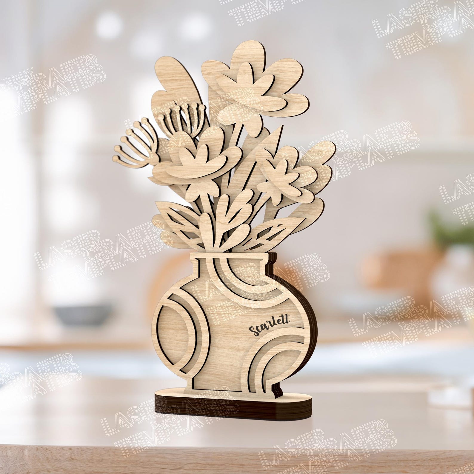 Mother Day Flowers Vase Table Decor Laser Cut Svg File Glowforge 3d ...