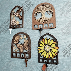 Multilayer Key Holder 4 Bundle Laser Cut File Svg Glowforge Wall Key ...