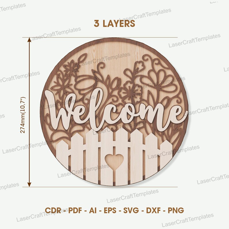 Laser Cut Welcome Flowers Sign Svg Template Glowforge Flowers Door ...