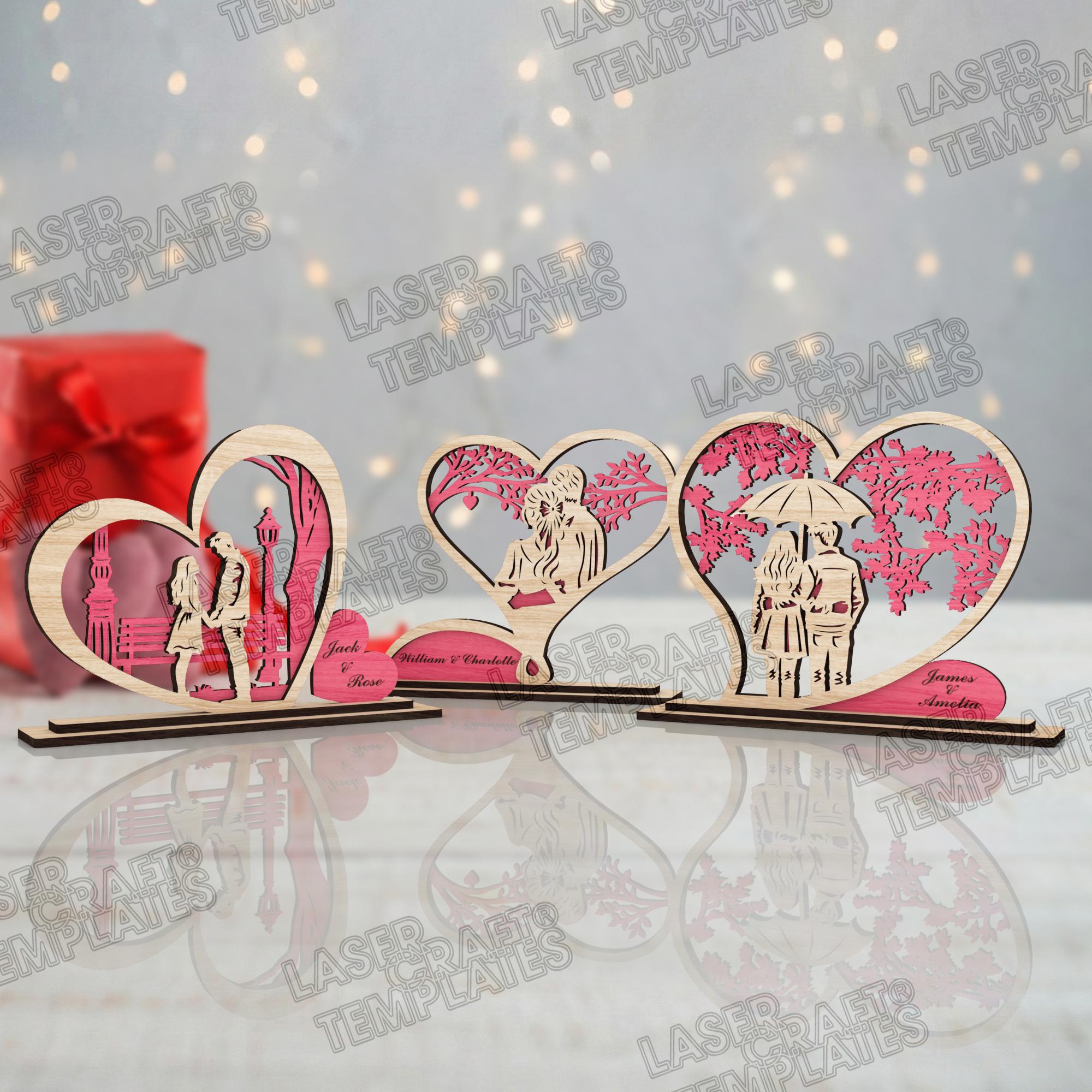 Valentine Love Couple Standing 3 Bundle Laser Cut Svg File Glowforge ...