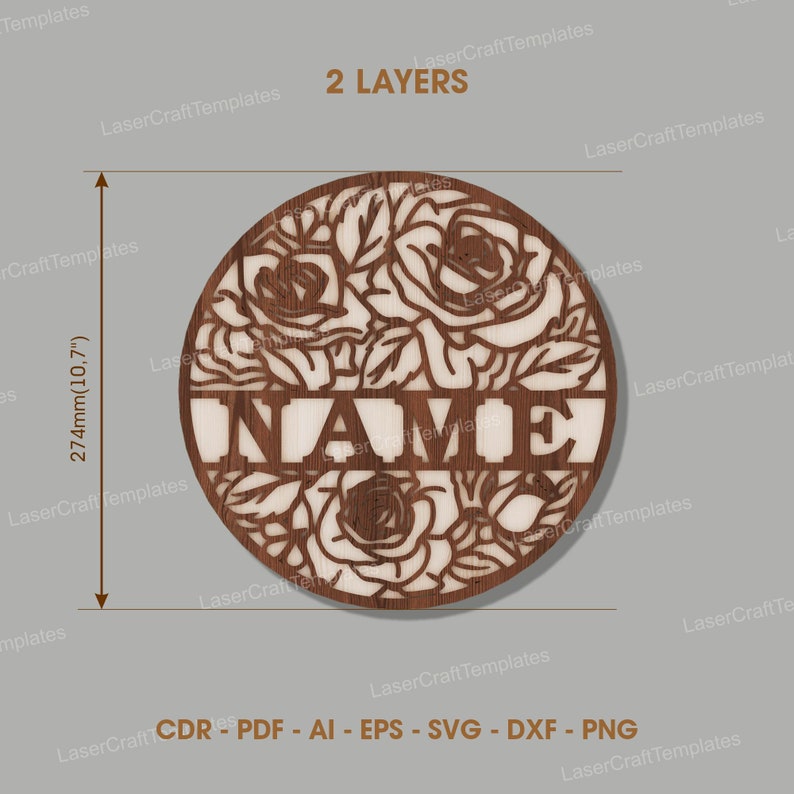 Laser Cut Rose Flowers Name Sign Svg Template Glowforge Rose Flowers ...