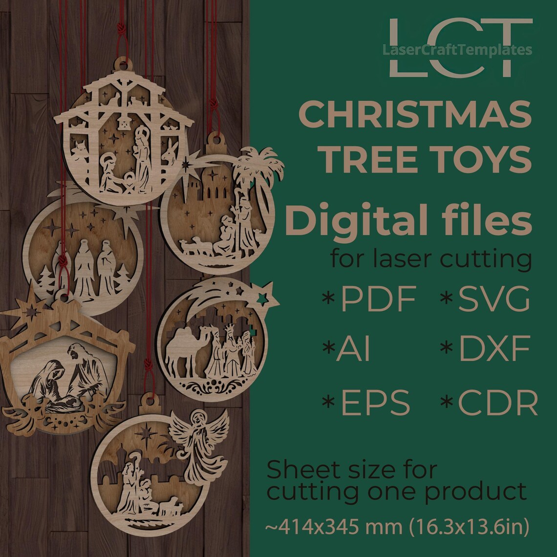 Round Nativity Scene 6 Ornaments Laser Cut Svg File Glowforge Nativity ...