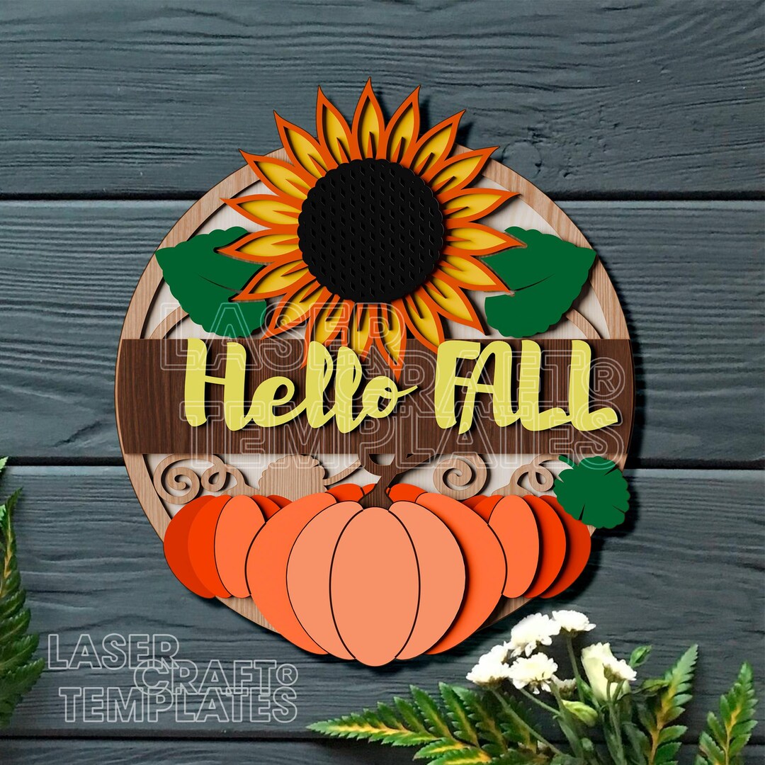 Hello Pumpkin Round Sign Laser Cut Svg File Glowforge Pumpkin Door ...