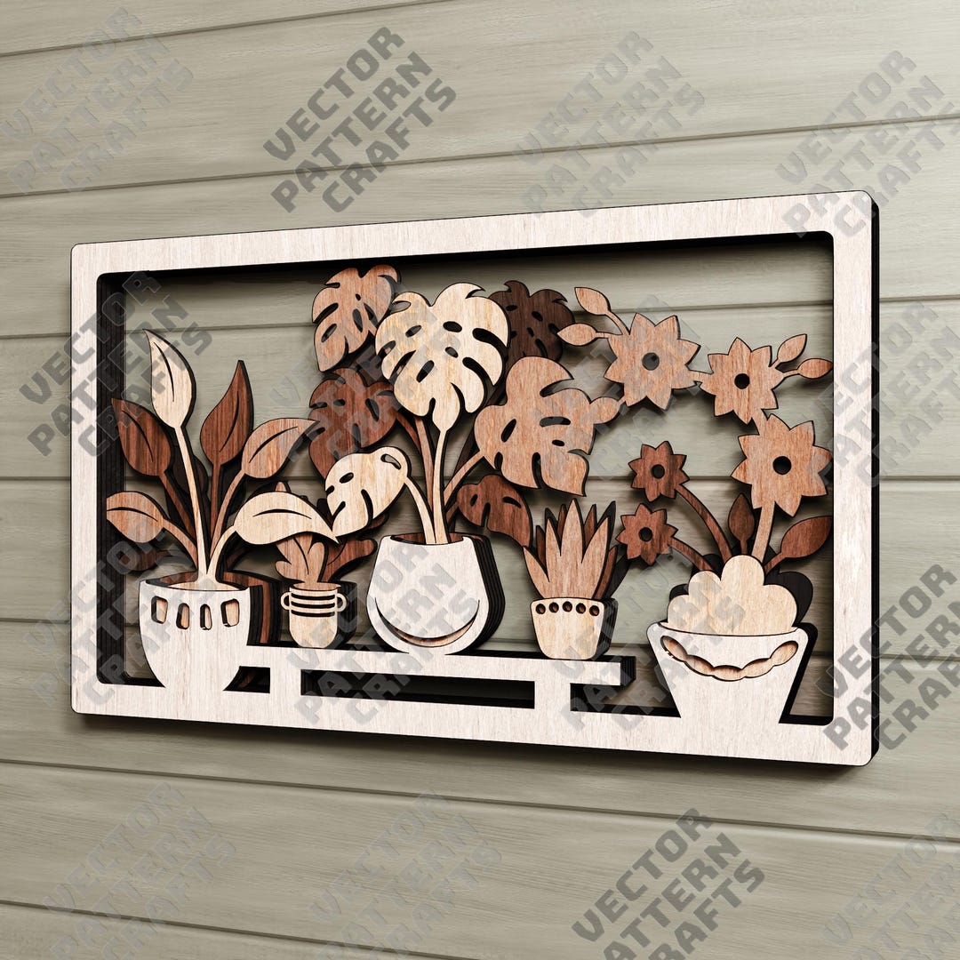 Multilayer Flowers Wall Panel Svg File Glowforge Multilayer Flowers 3d ...