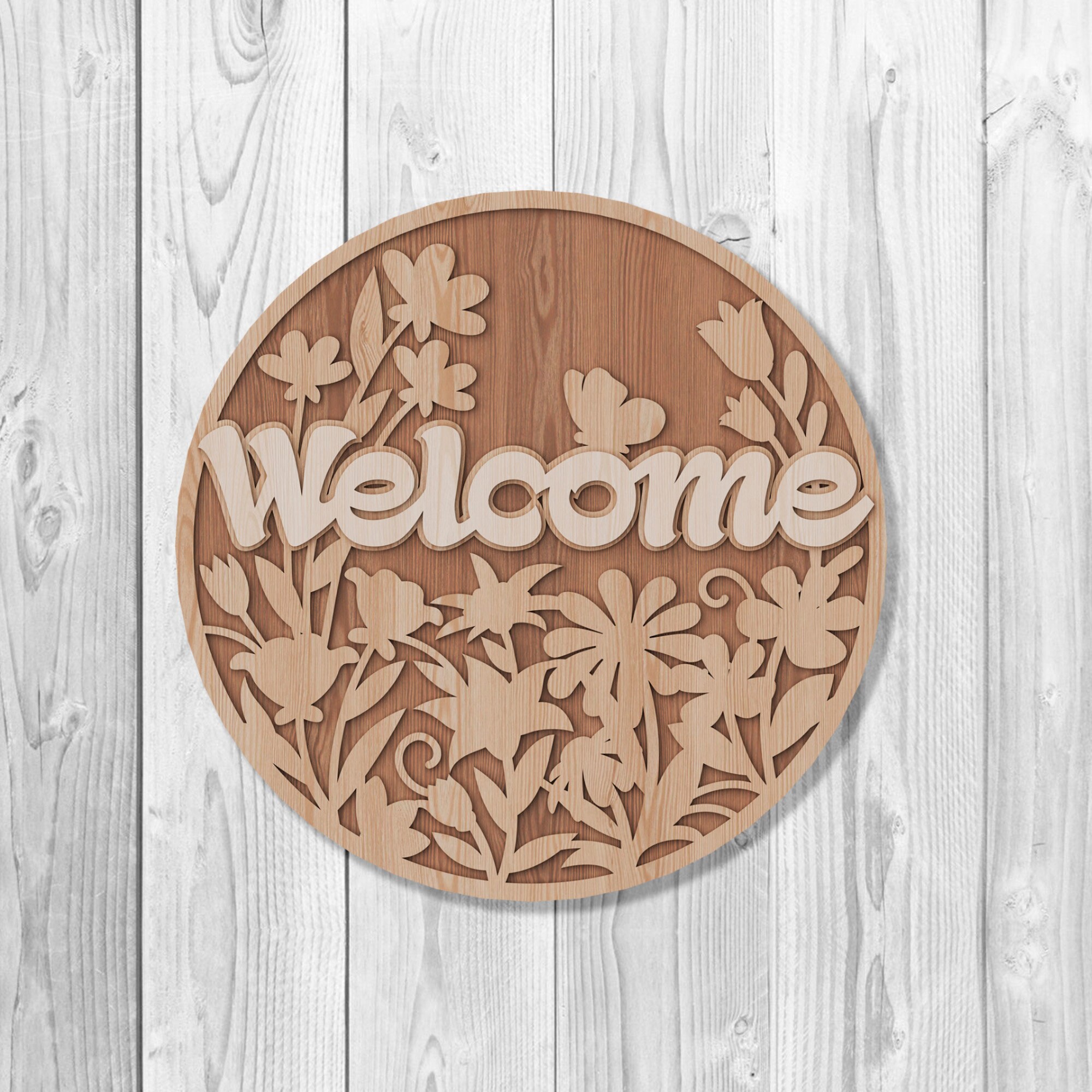 Welcome Flowers Sign Laser Cut Svg File Glowforge Flowers Door Hanger ...