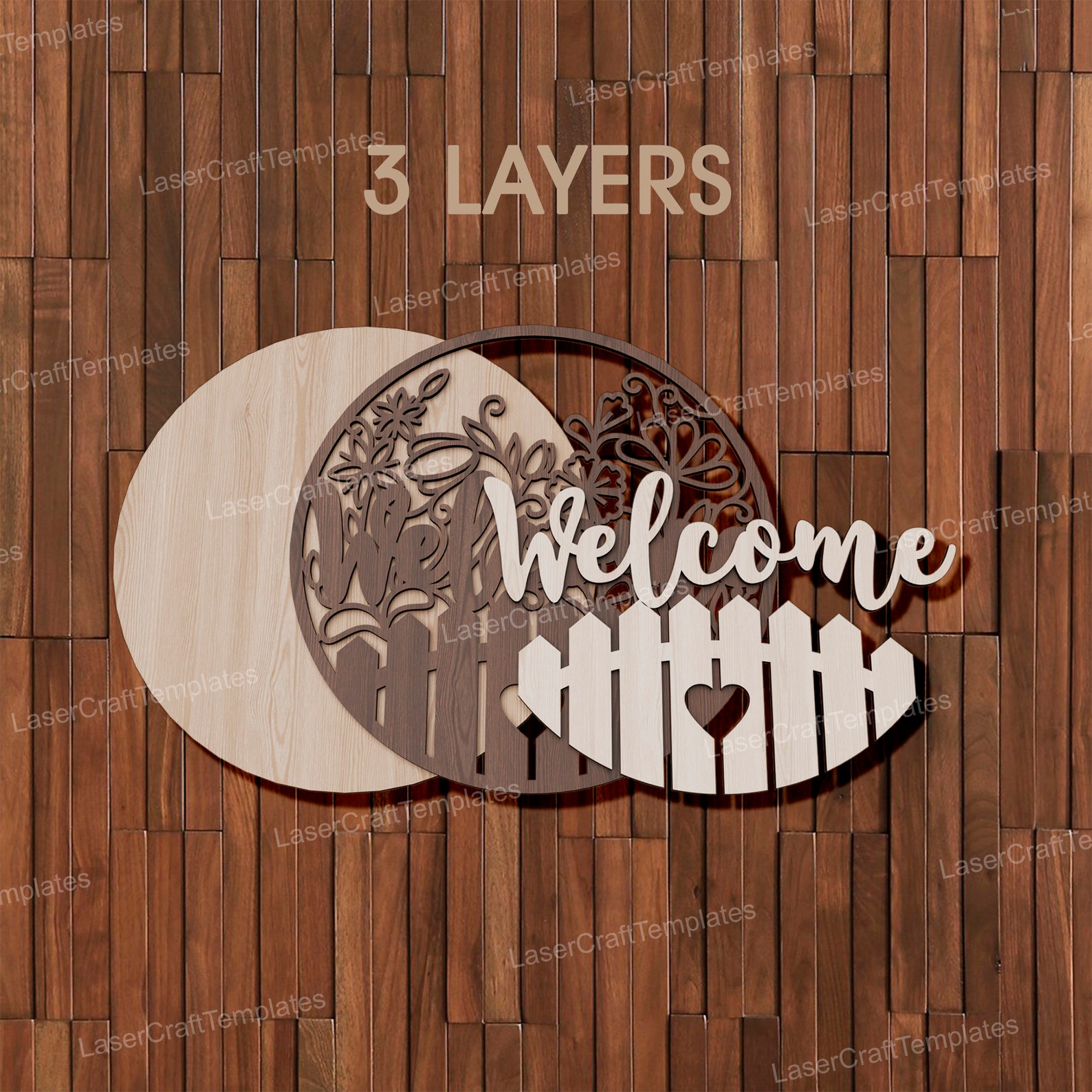Laser Cut Welcome Flowers Sign Svg Template Glowforge Flowers Door ...