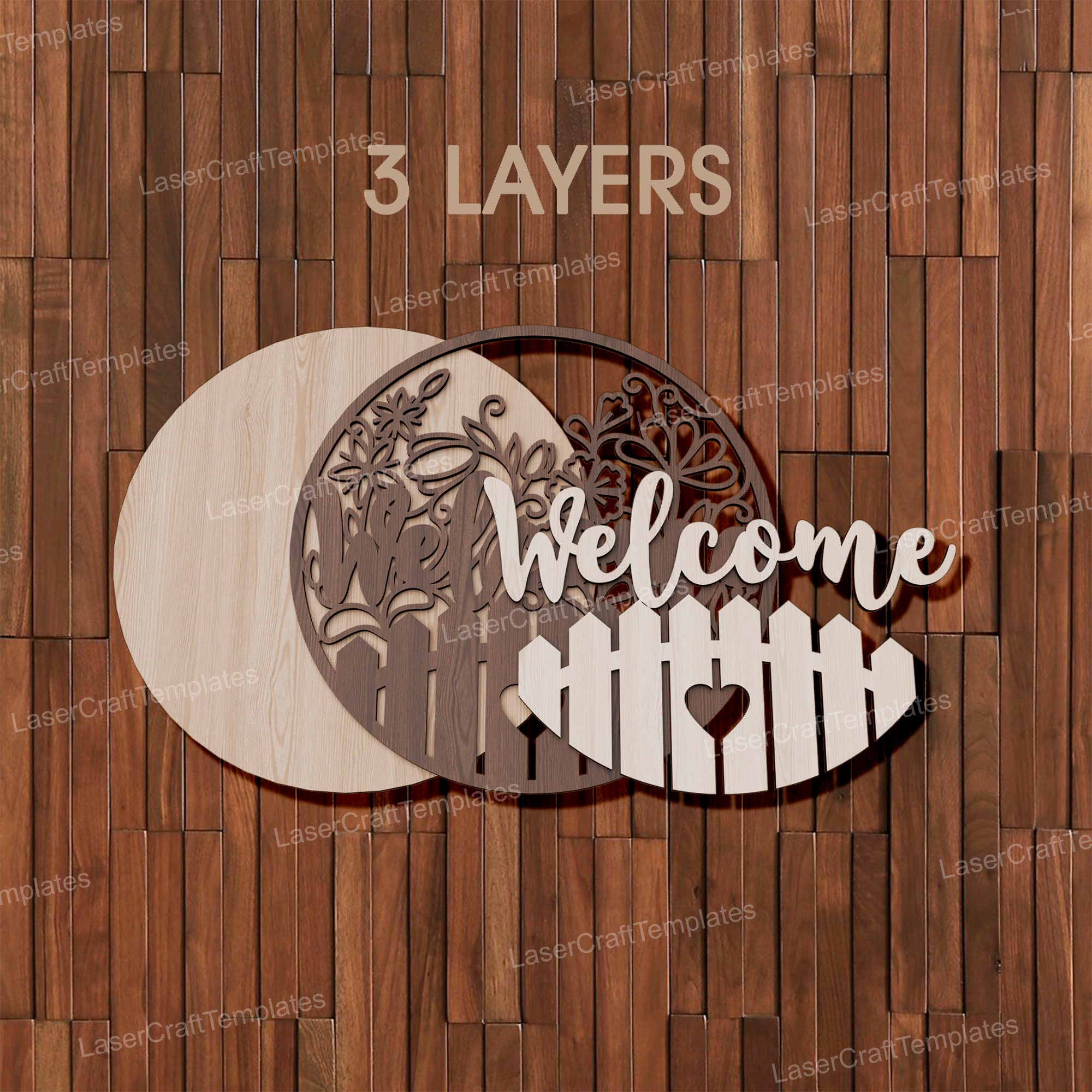 Laser Cut Welcome Flowers Sign Svg Template Glowforge Flowers Door ...