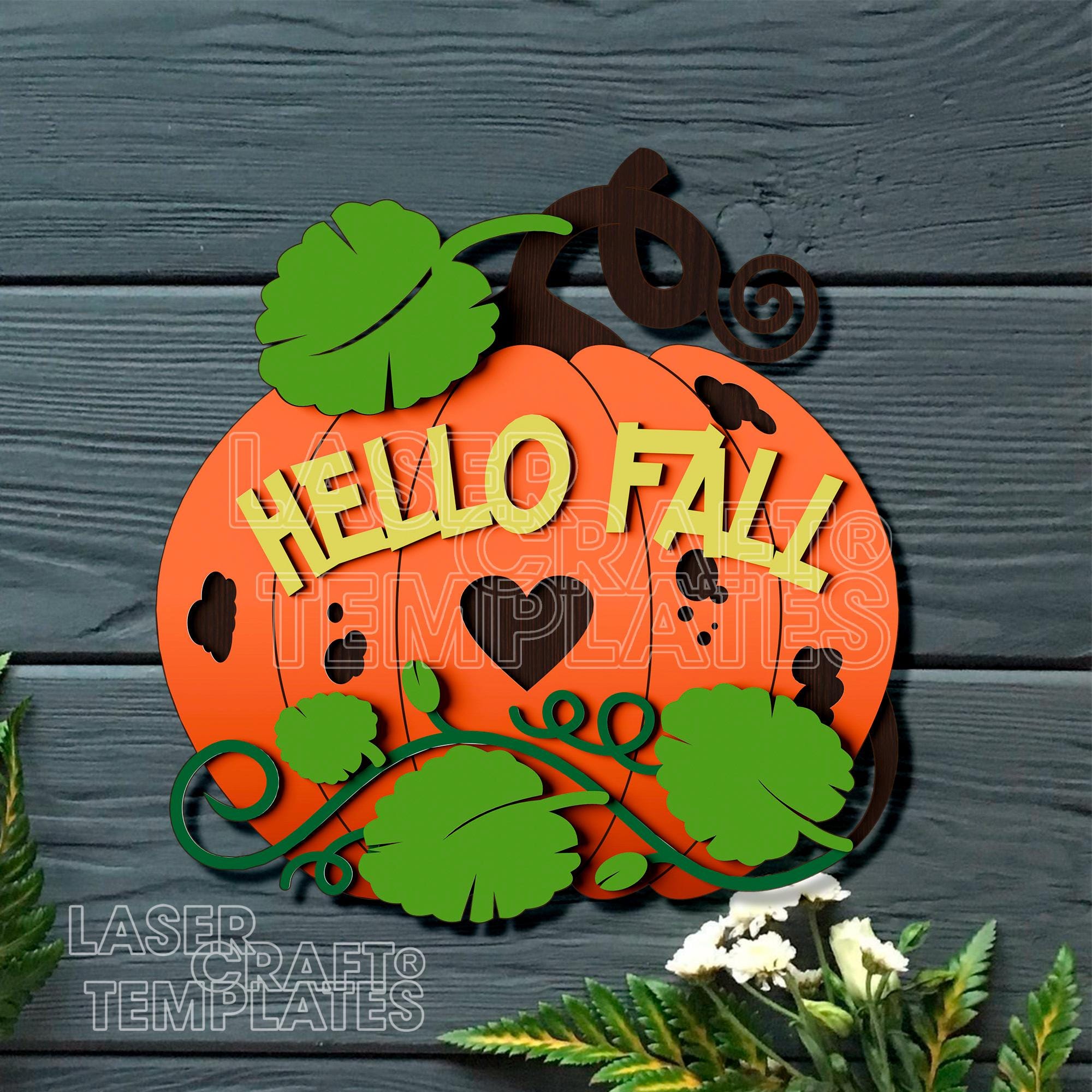 Laser Cut Pumpkin Round Sign Svg Template Glowforge Pumpkin Door Hanger ...