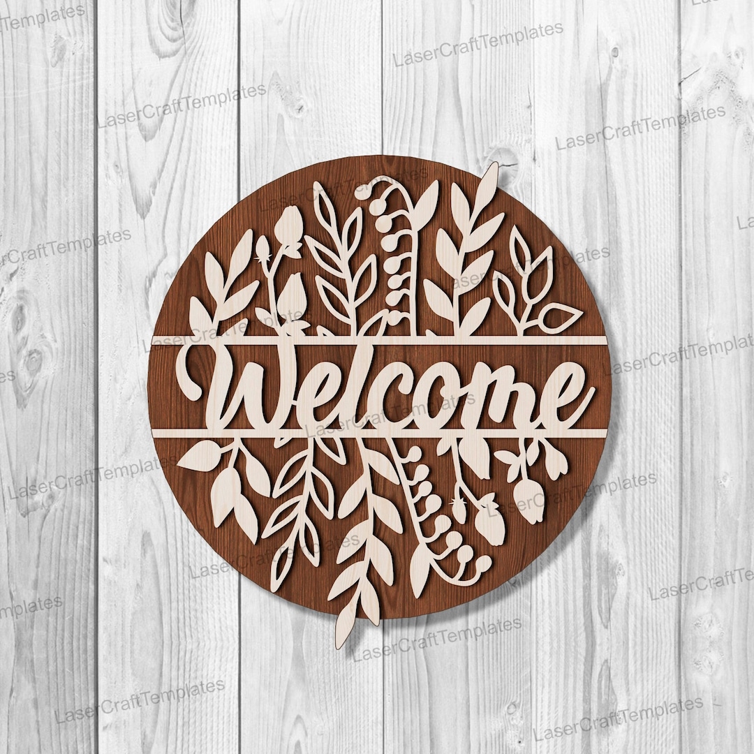 Welcome Flowers Sign Laser Cut Svg Template Glowforge Flowers Door ...