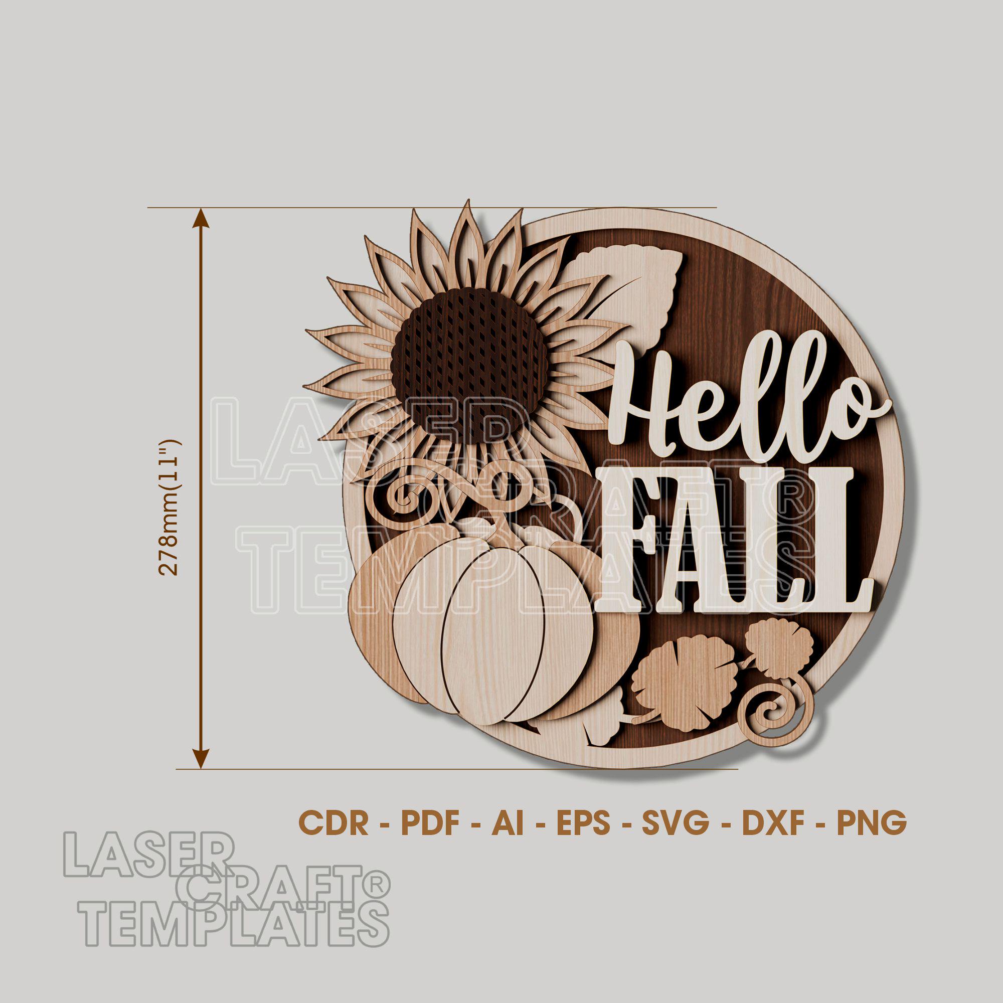 Laser Cut Pumpkin Round Sign Svg Template Glowforge Pumpkin Door Hanger ...
