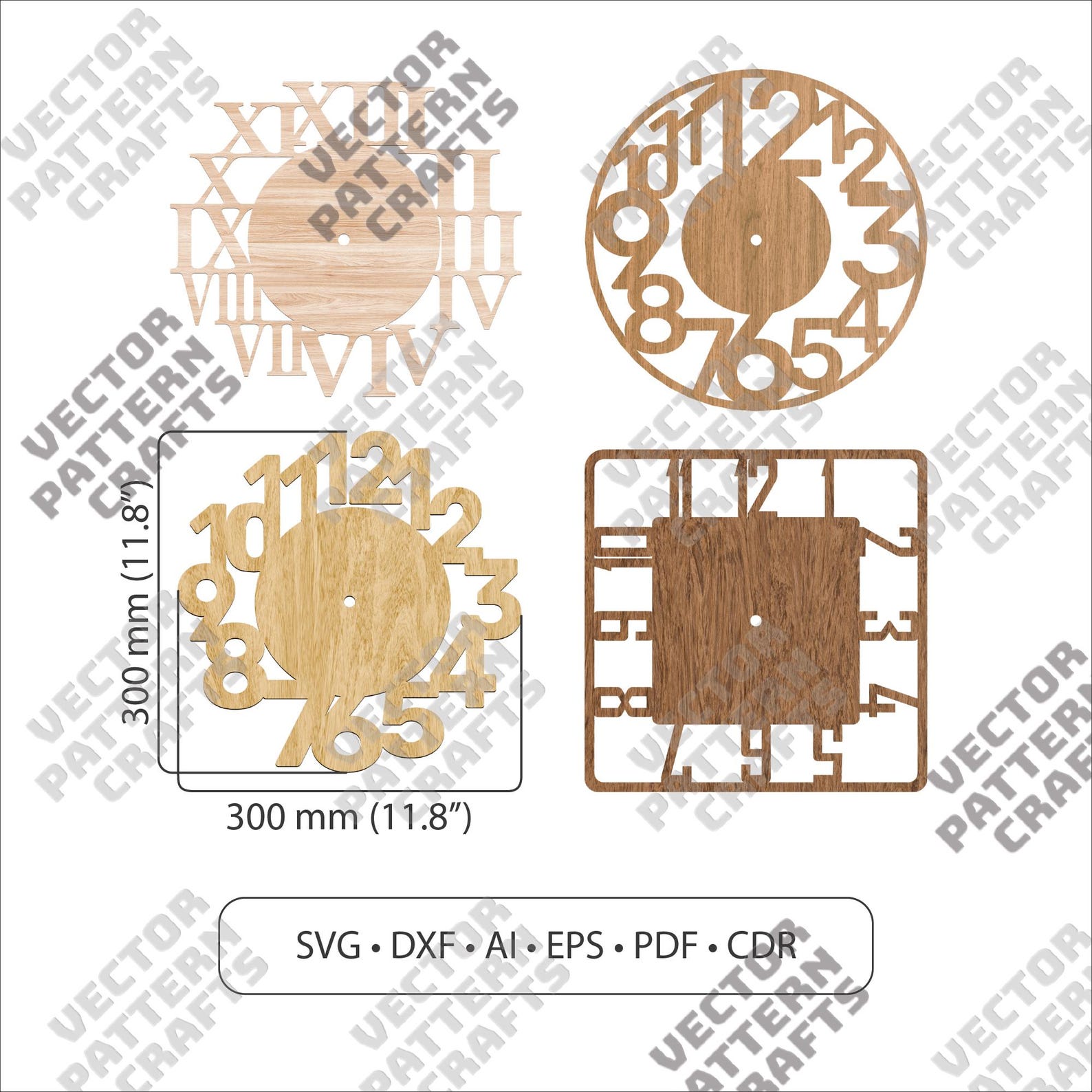 Laser Cut Numbers Wall Clock 4 Bundle Svg File Glowforge Numbers Wall ...