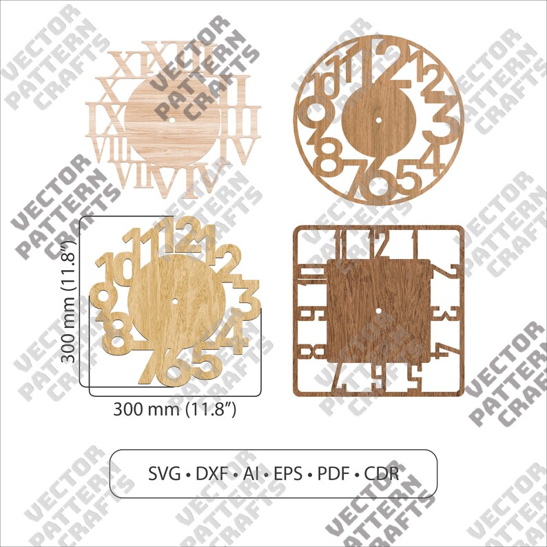 Laser Cut Numbers Wall Clock 4 Bundle Svg File Glowforge Numbers Wall ...